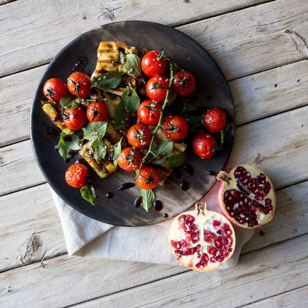 Halloumi & Cherry Tomato with Pomegranate Molasses | Fruitful Day Blog